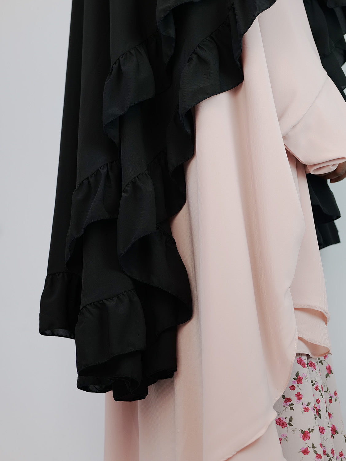 Princess Ruffled Chiffon Khimar, Kohl PRE ORDER – Les Sultanas