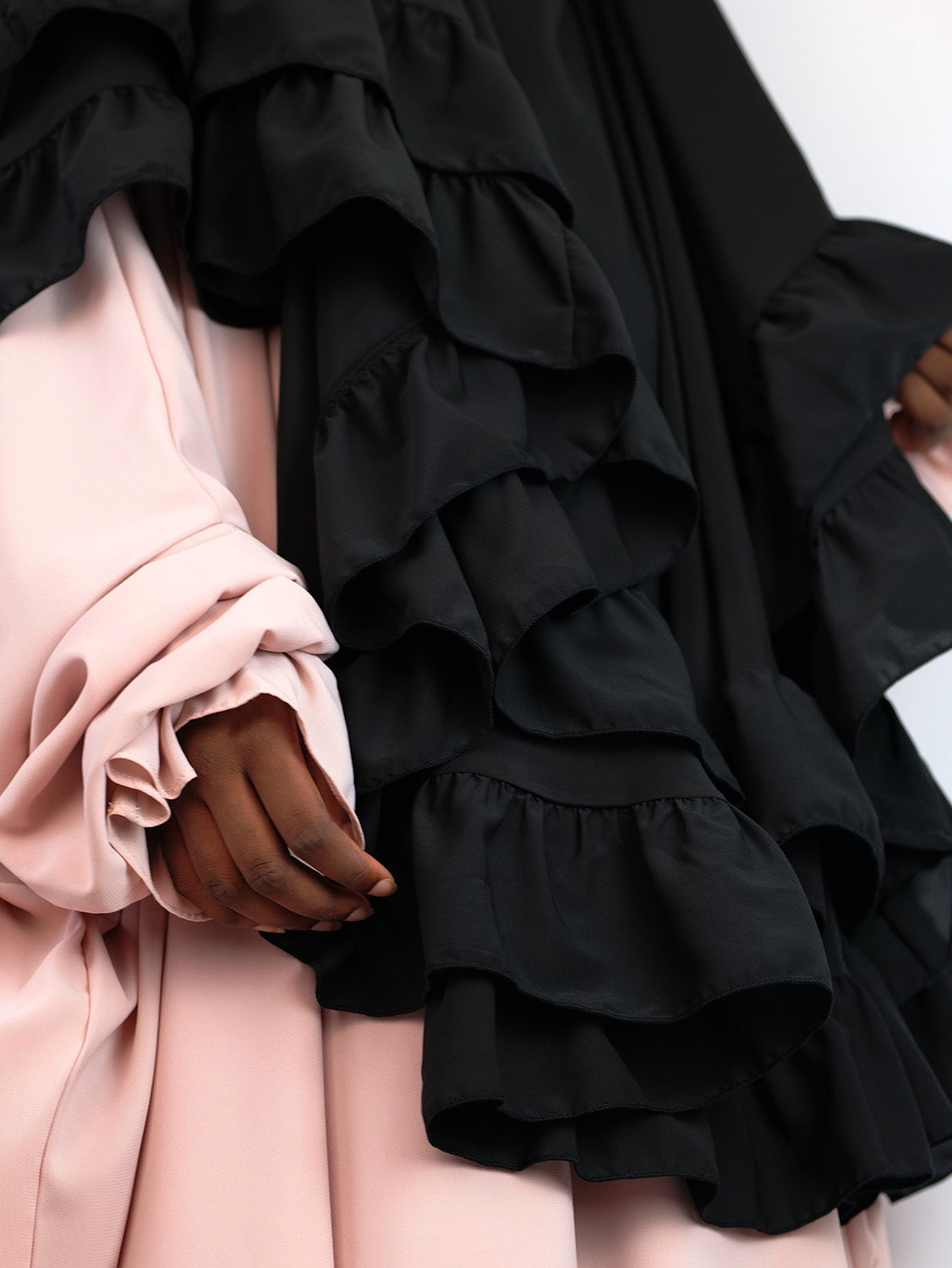 Princess Ruffled Chiffon Khimar, Kohl PRE ORDER – Les Sultanas